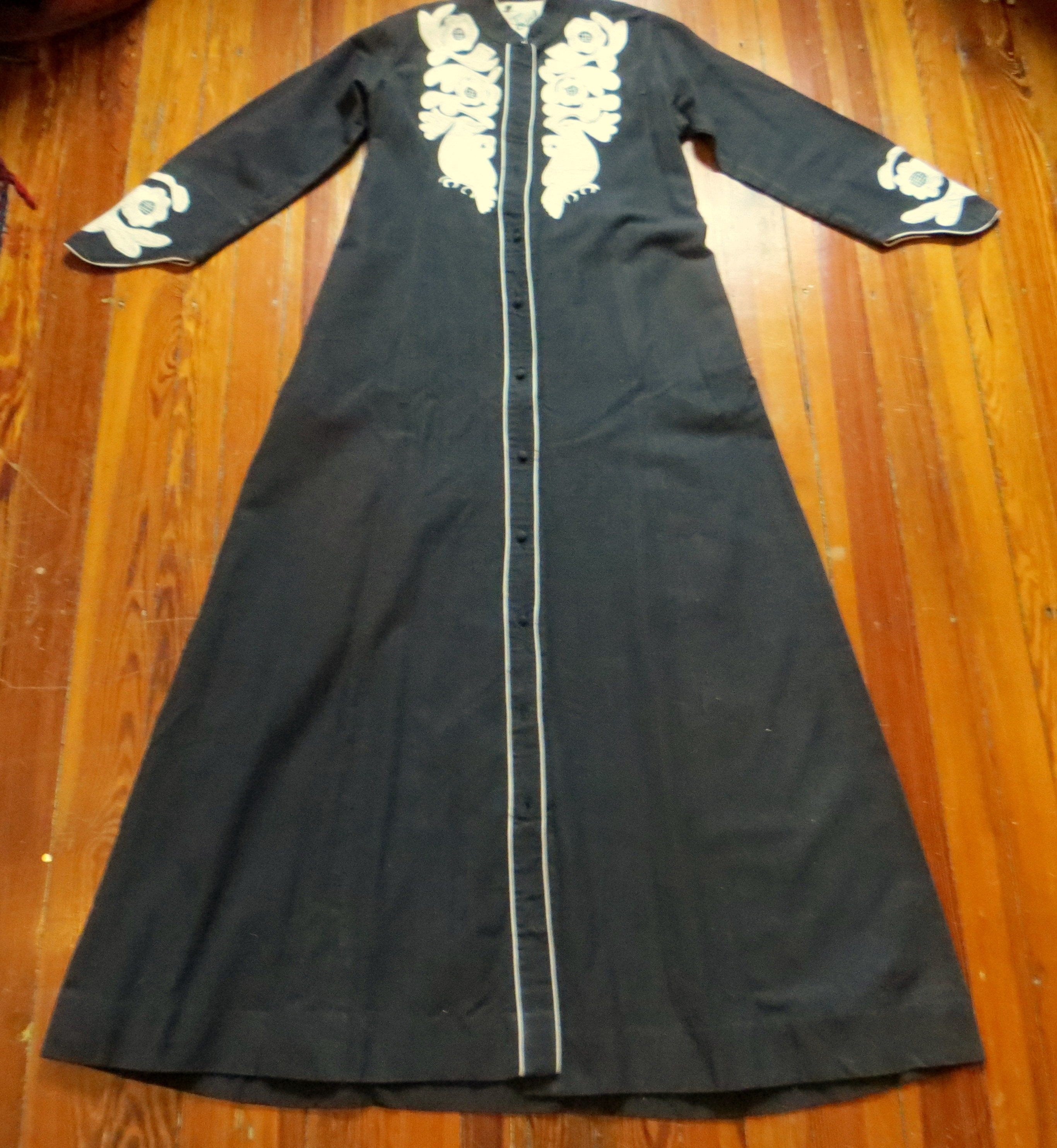 Stunning Josefa Black Dress W/heavily Embroidered White Bird | Etsy