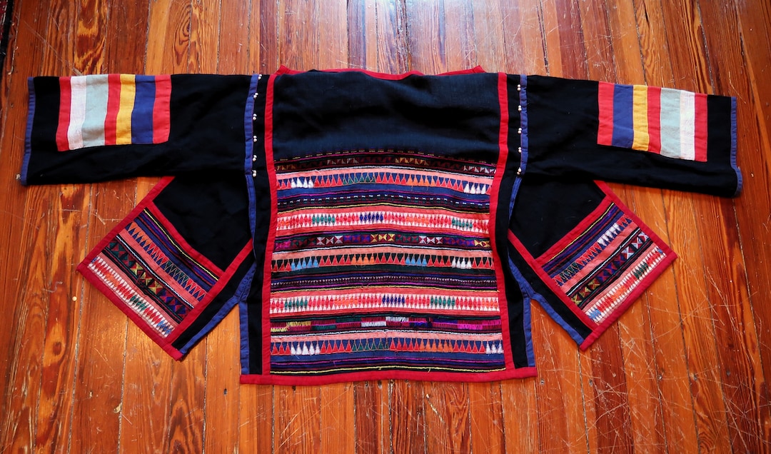 Traditional Akha Ethnic/tribal Jacket W/multi-colored Embroidery and ...