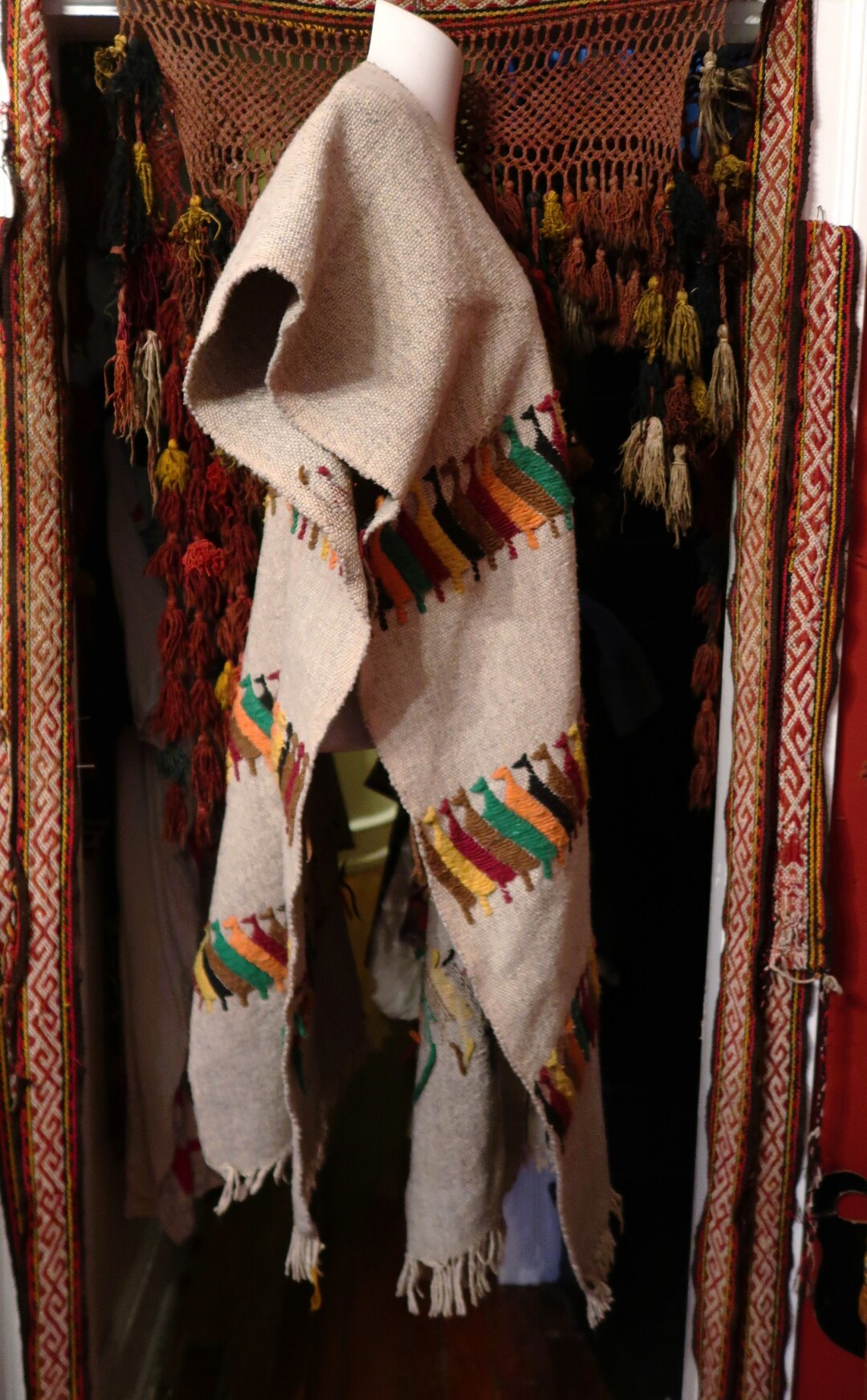 Rare Handloomed Guatemalan Long Huipil/poncho/dress W/colorful Almost ...
