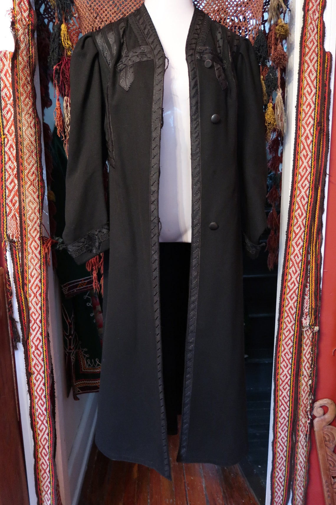 SALE Rare Antique Museum Quality Victorian Edwardian Black Wool Coat W ...