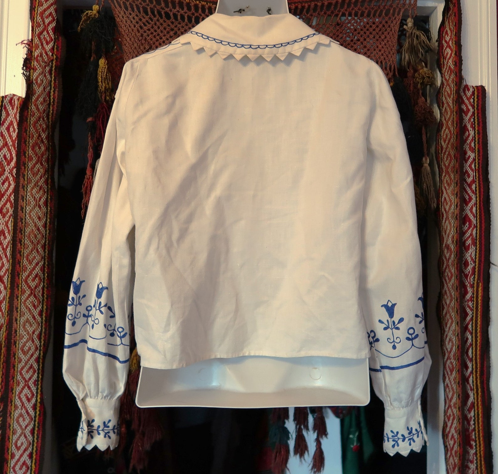 Gorgeous 50s/60s Eastern European Blue and White Embroidered - Etsy