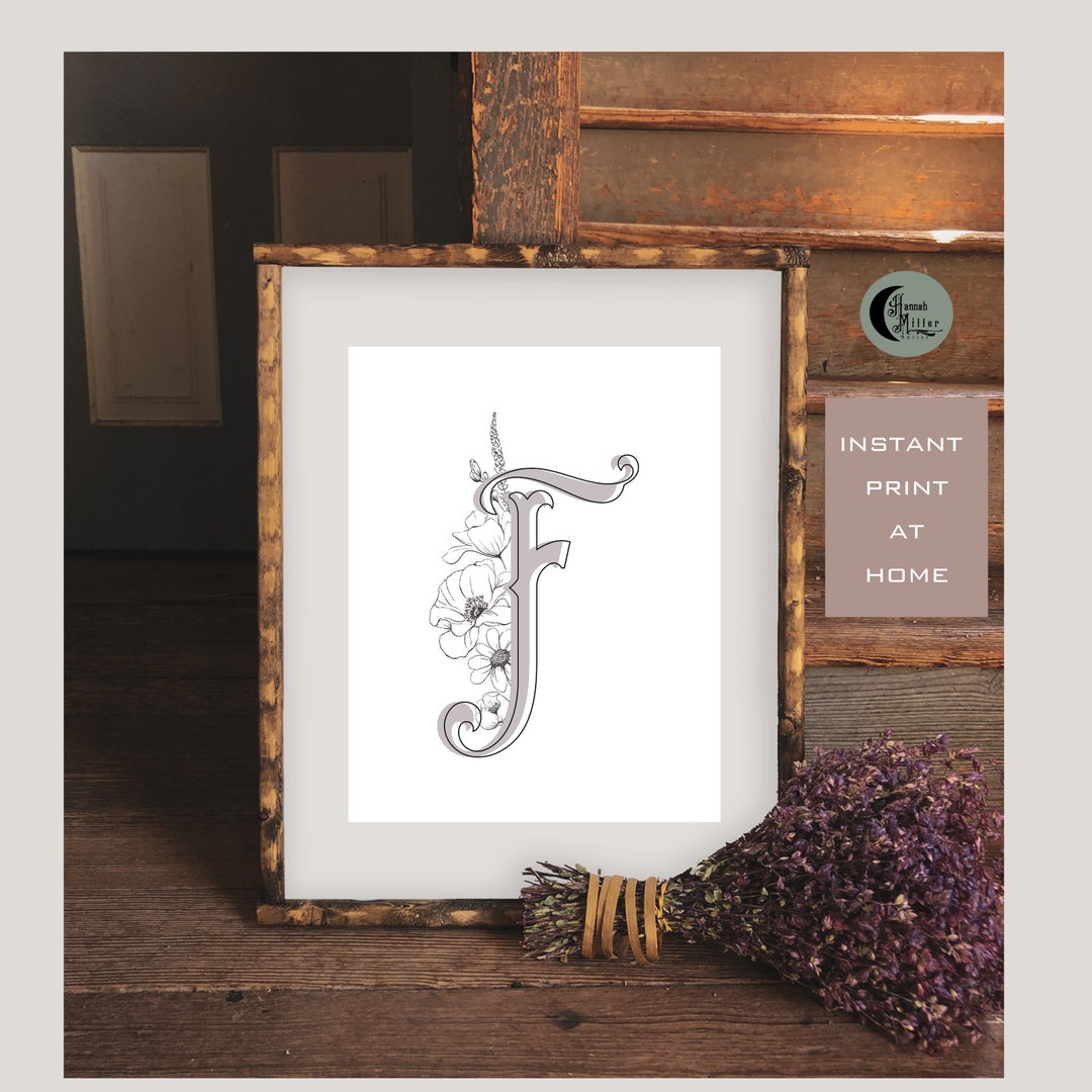 Printable Letter F Wall Art Living Room Decor Gifts for Anniversary ...