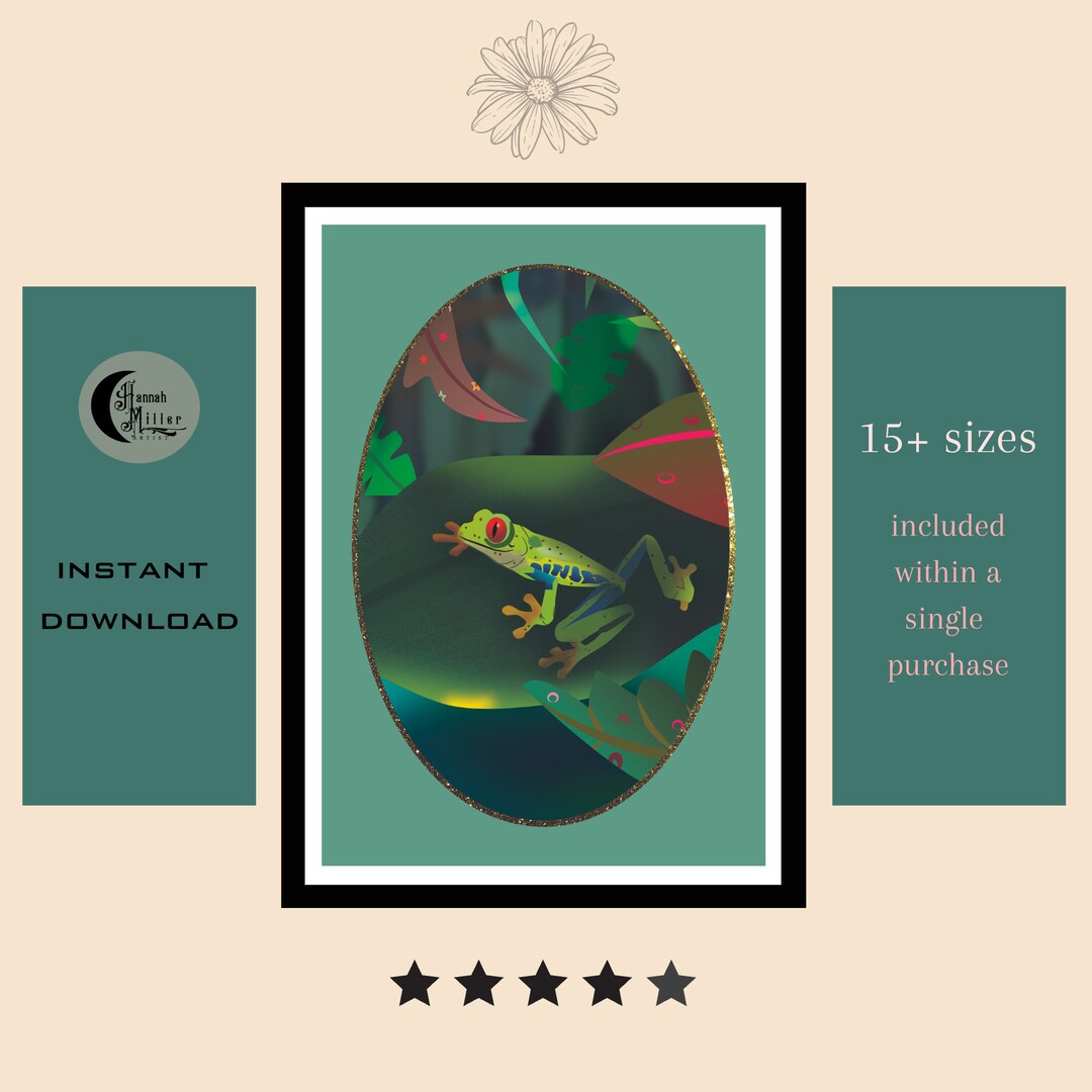Cute Tree Frog Poster Sage Green Art for Frog Lover Gift Frog Art Print ...