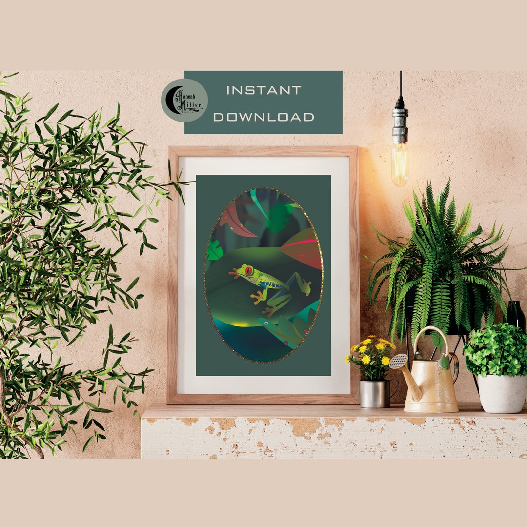 Printable Tree Frog Poster Sage Green Print Cute Frog Lover Gift Frog ...
