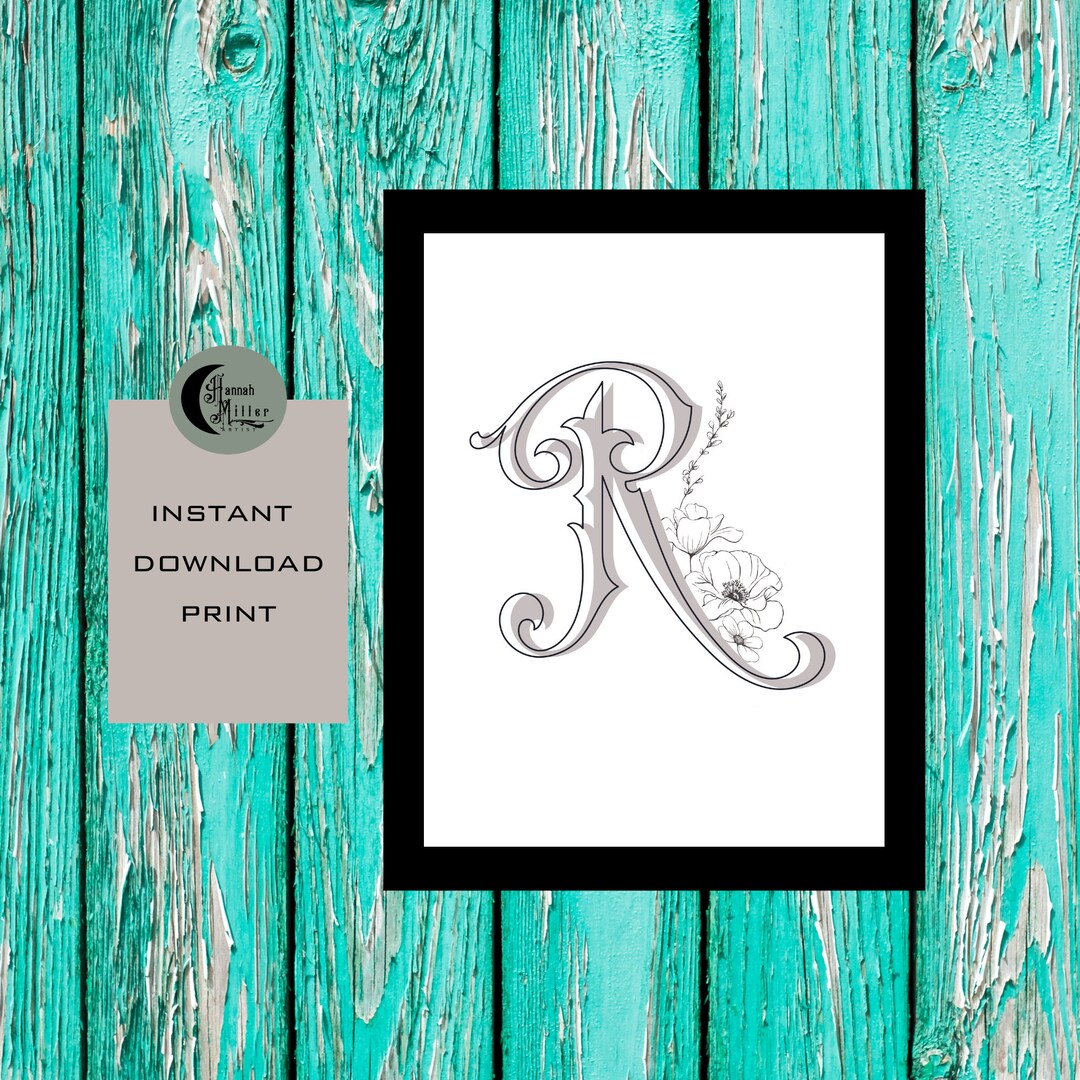Printable Letter R Wall Art Home Decor Bohemian Vibes Gothic Home Decor ...