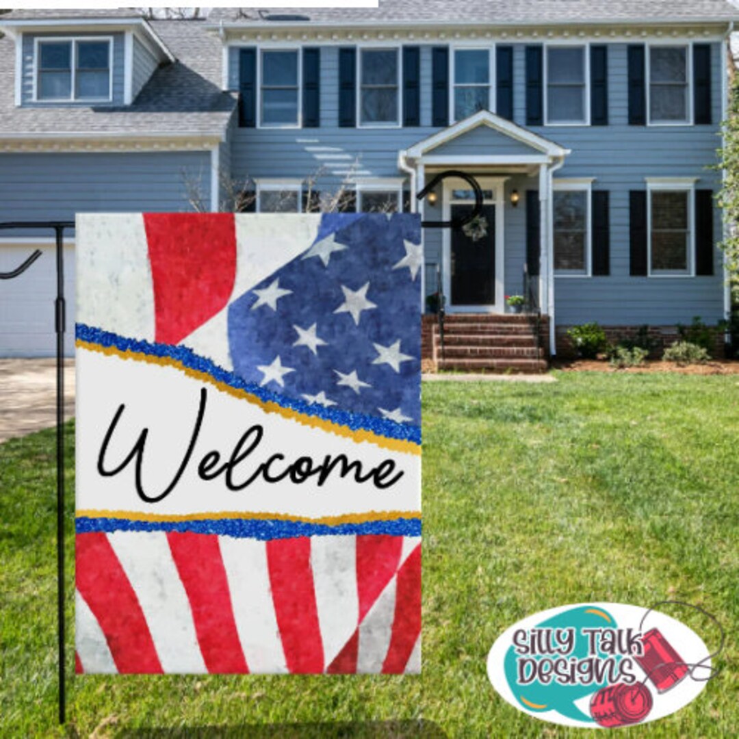 Patriotic Welcome Garden Flag Template Download Sublimation Digital ...