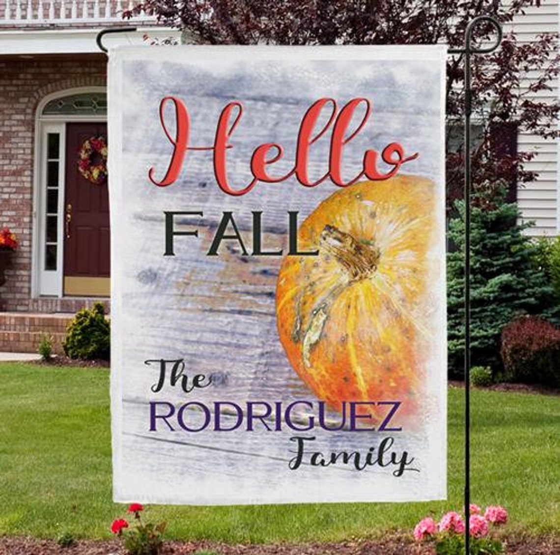 Hello Fall Garden Flag Template Download Sublimation Digital - Etsy