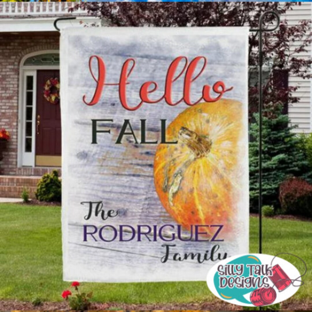 Hello Fall Garden Flag Template Download Sublimation Digital Design for ...