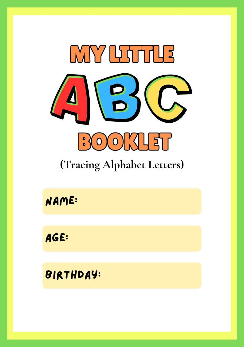 My Little ABC Tracing Booklet Worksheet - Etsy
