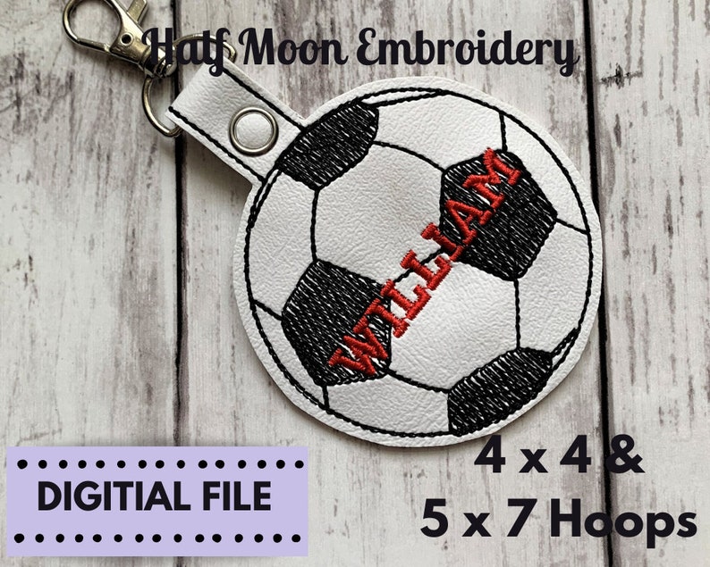 ITH Soccer Ball Snap Tab Embroidery Design | ITH Soccer Ball Key Fob ...