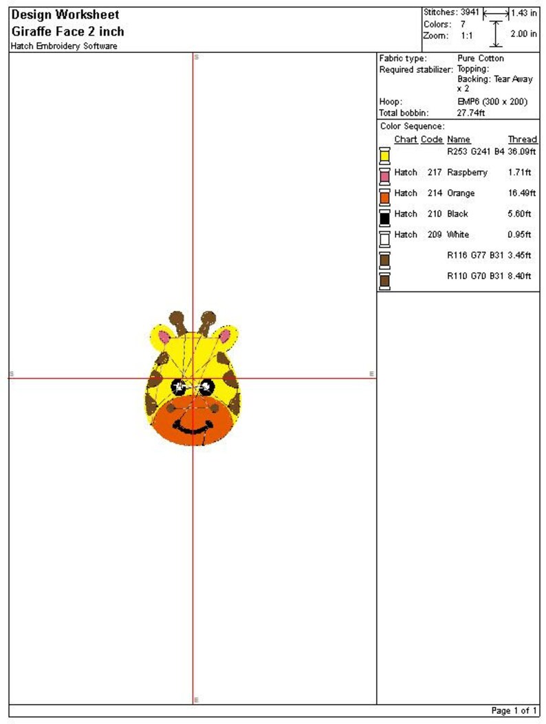 Mini Giraffe Face Embroidery Design | Small Giraffe Face | Giraffe ...
