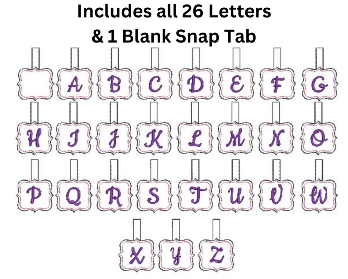 ITH Monogrammed Snap Tab Embroidery Design | ITH Monogram Frame Snap ...