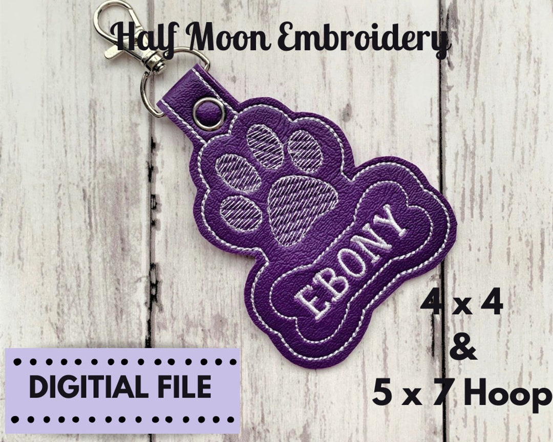 ITH Dog Paw Snap Tab Embroidery Design | ITH Dog Bone Snap Tab| Ith Paw ...