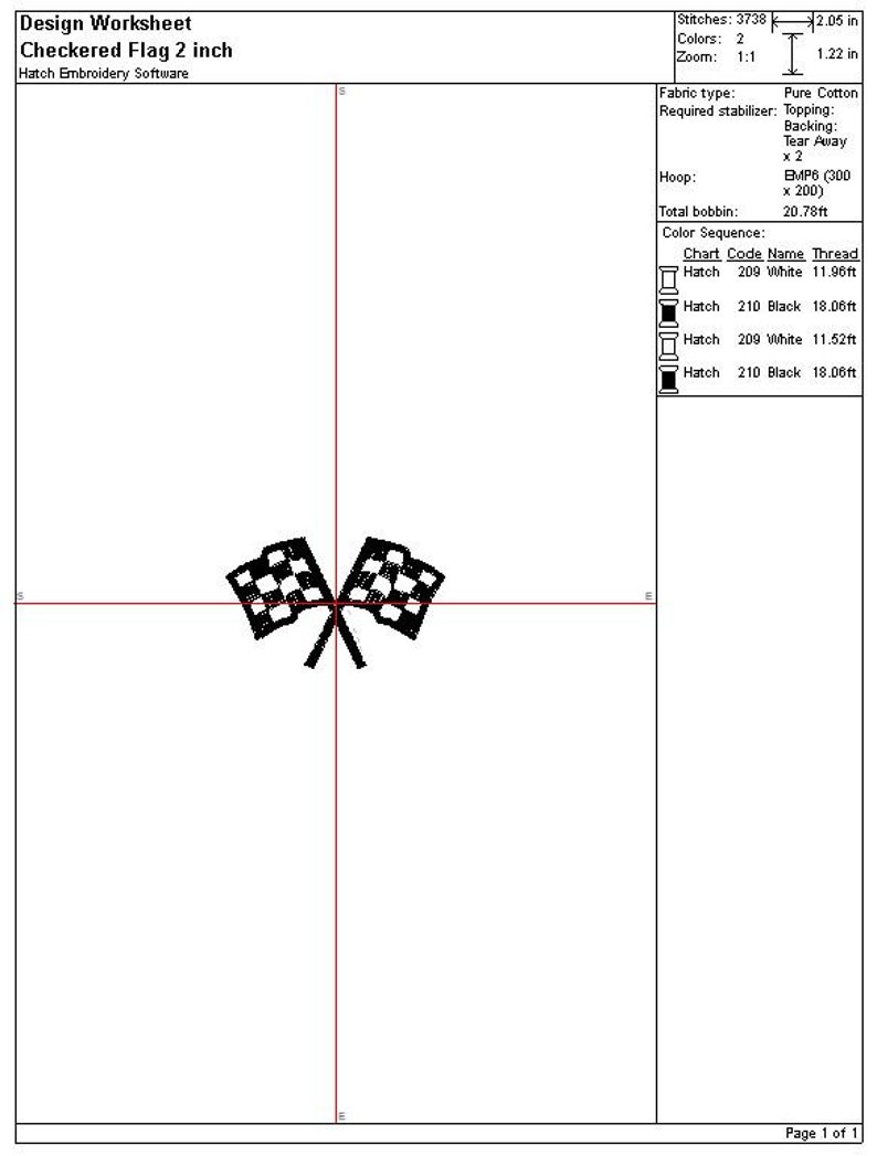 BOGO Free Mini Checkered Flags Embroidery Design Small - Etsy