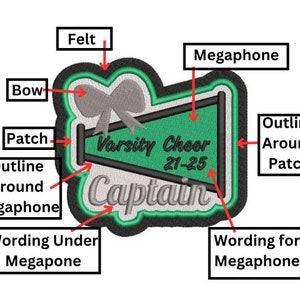 Cheerleading Letterman Jacket Patch | Megaphone Letterman Jacket Patch ...