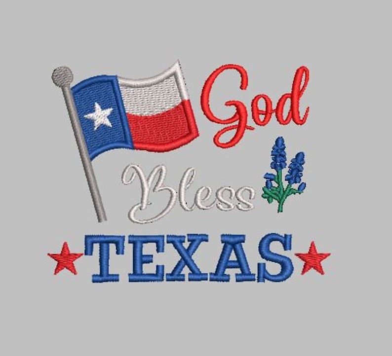 BOGO Free! God Bless Texas Embroidery Design | Texas Flag Embroidery ...