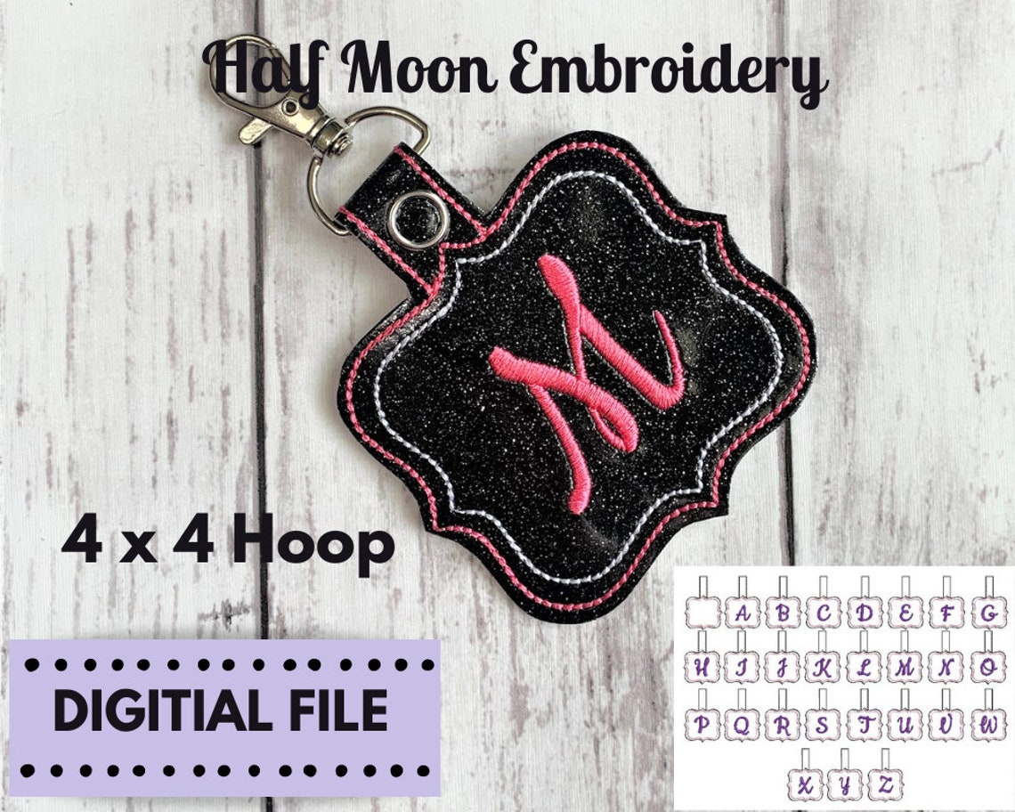 ITH Monogrammed Snap Tab Embroidery Design | ITH Monogram Frame Snap ...