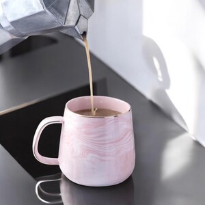 Nordic Marble Ceramic Mug With Gold Rim – Stylish Heat-insulated Coffee ...