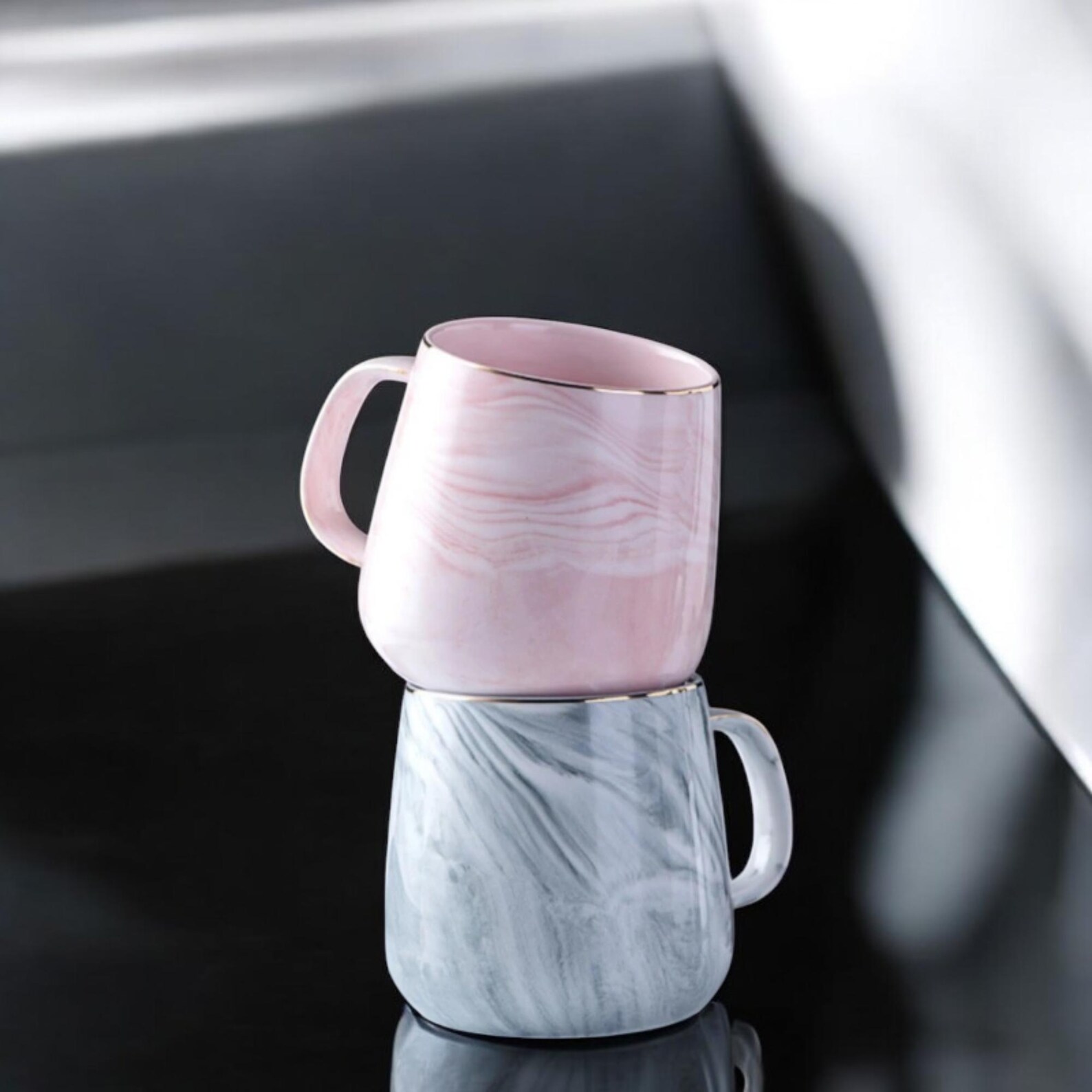 Nordic Marble Ceramic Mug With Gold Rim – Stylish Heat-insulated Coffee ...
