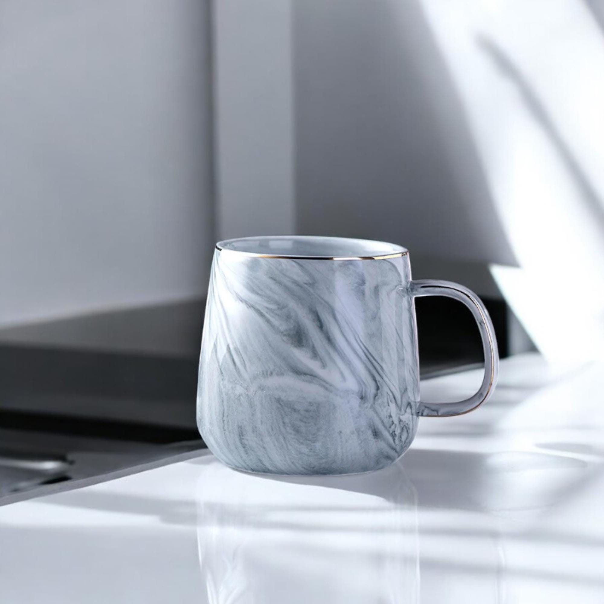 Nordic Marble Ceramic Mug With Gold Rim – Stylish Heat-insulated Coffee ...