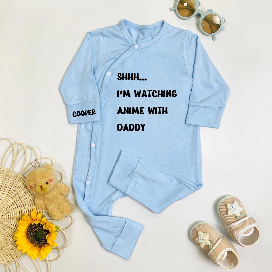 Shh I Am Watching Anime With Daddy Baby Bodysuit, Anime Baby Romper ...