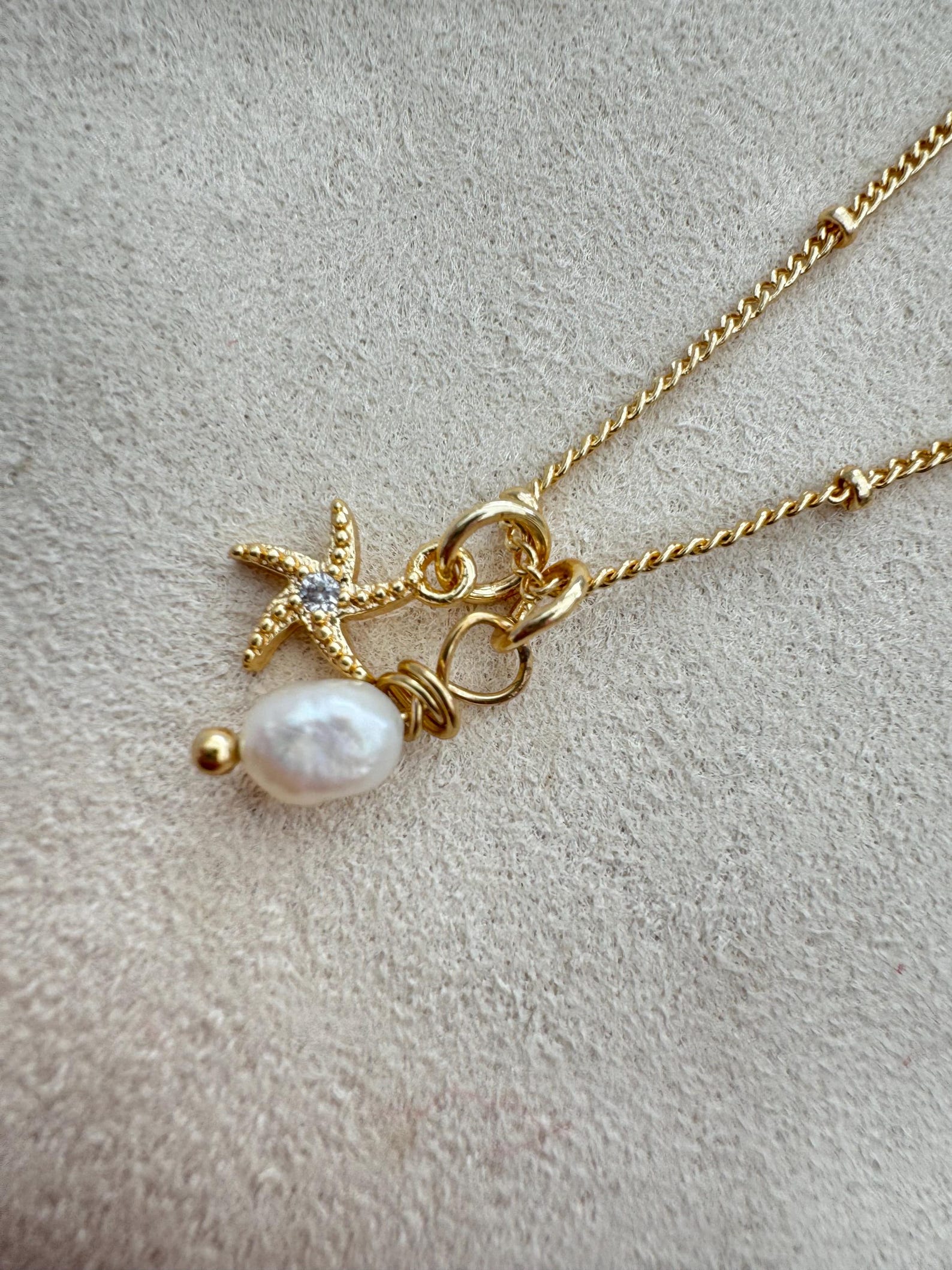 Gold Ocean Dreamer Necklace Pearl and Starfish Ocean and I Satellite ...