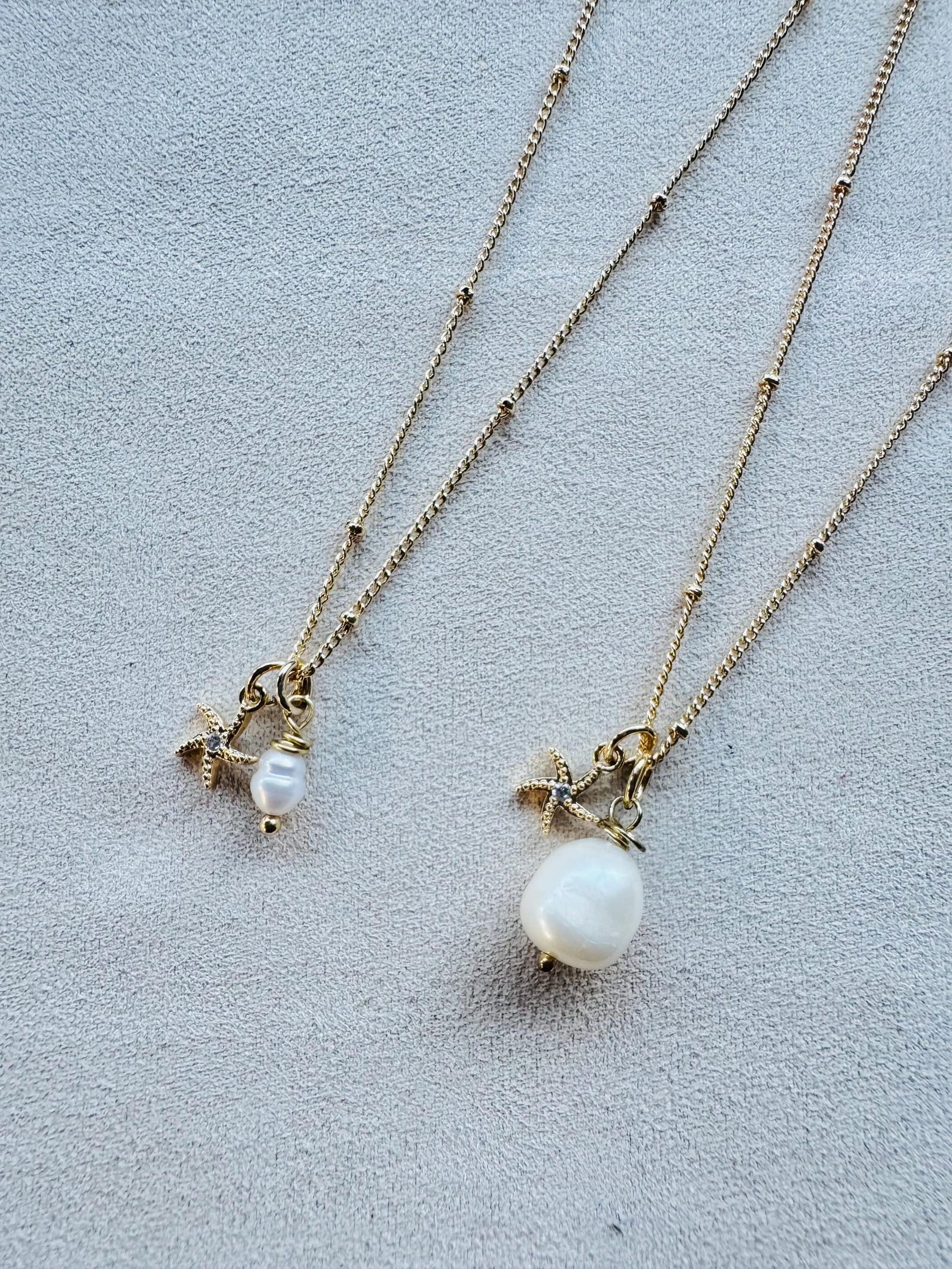 Gold Ocean Dreamer Necklace Pearl and Starfish Ocean and I Satellite ...