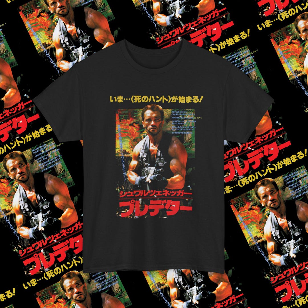 Predator Movie T-shirt 80s Japanese Poster, Sci-fi Action Horror Shirt ...