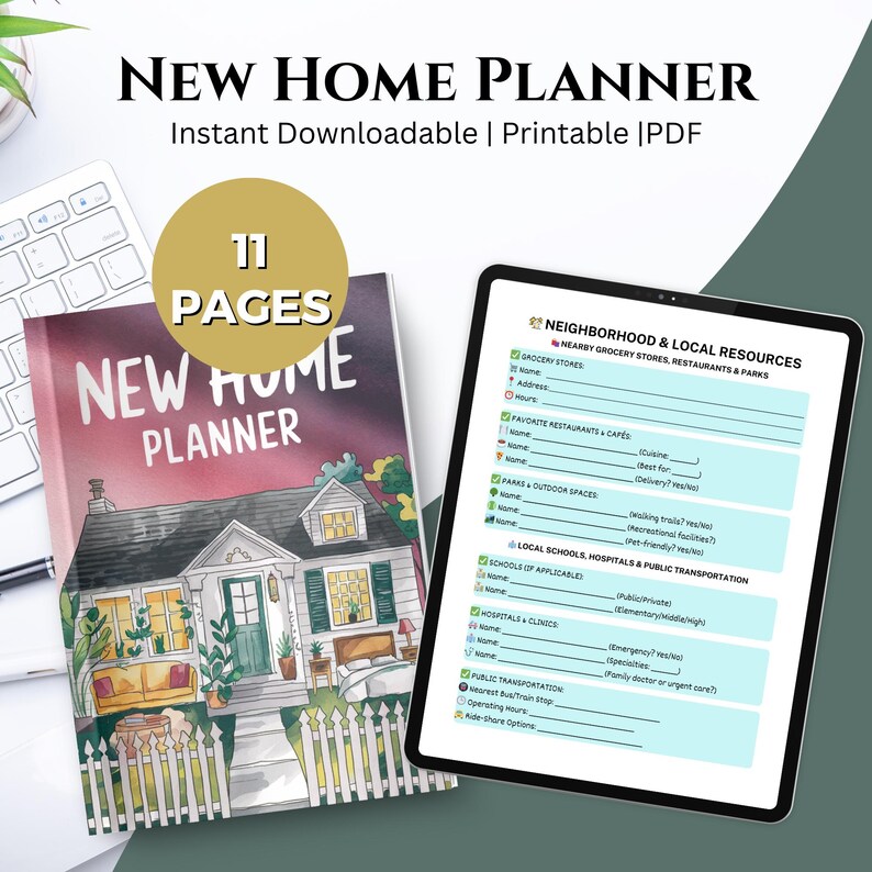 New Home Planner Printable PDF | Moving Checklist Home Setup Organizer ...