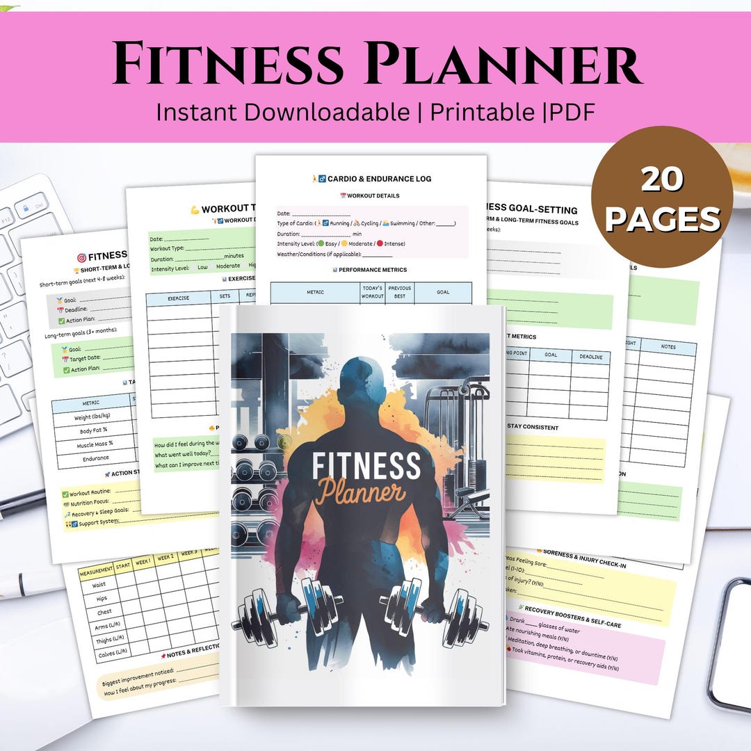 Fitness Planner Printable PDF | Workout Tracker Meal Planner Health ...