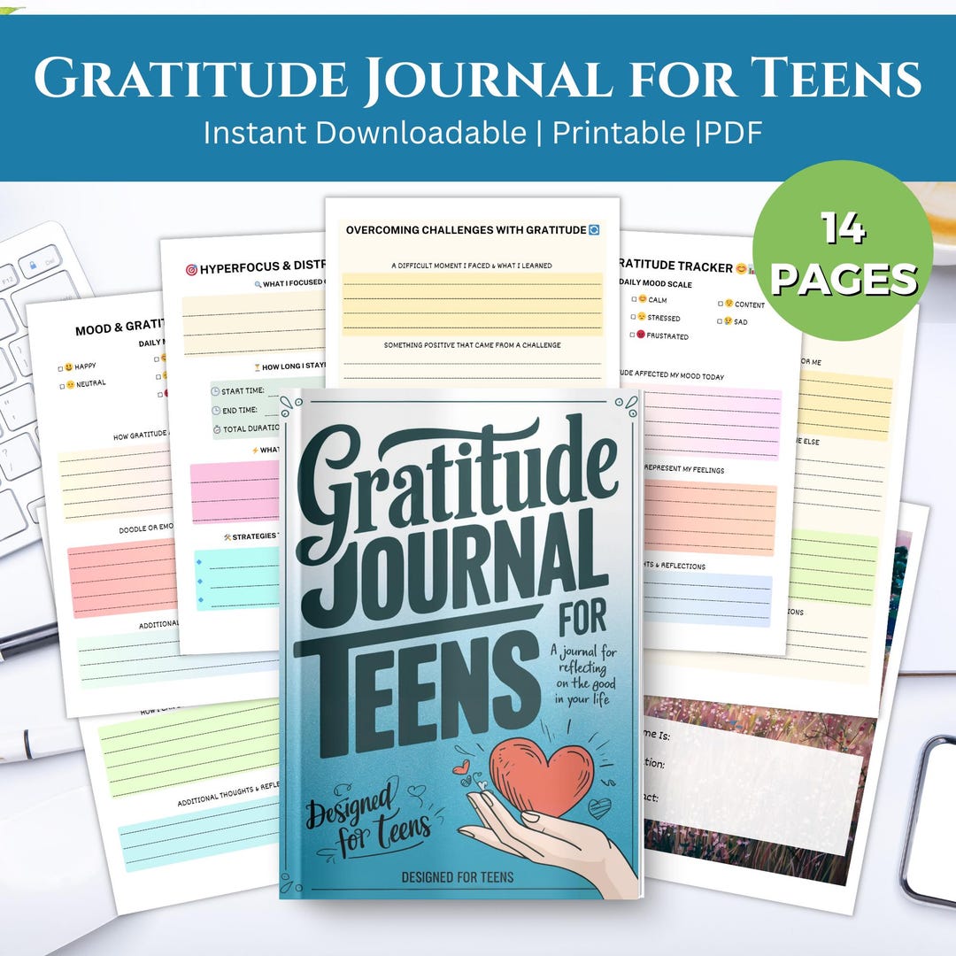 Gratitude Journal for Teens Printable PDF | Daily Thankfulness ...