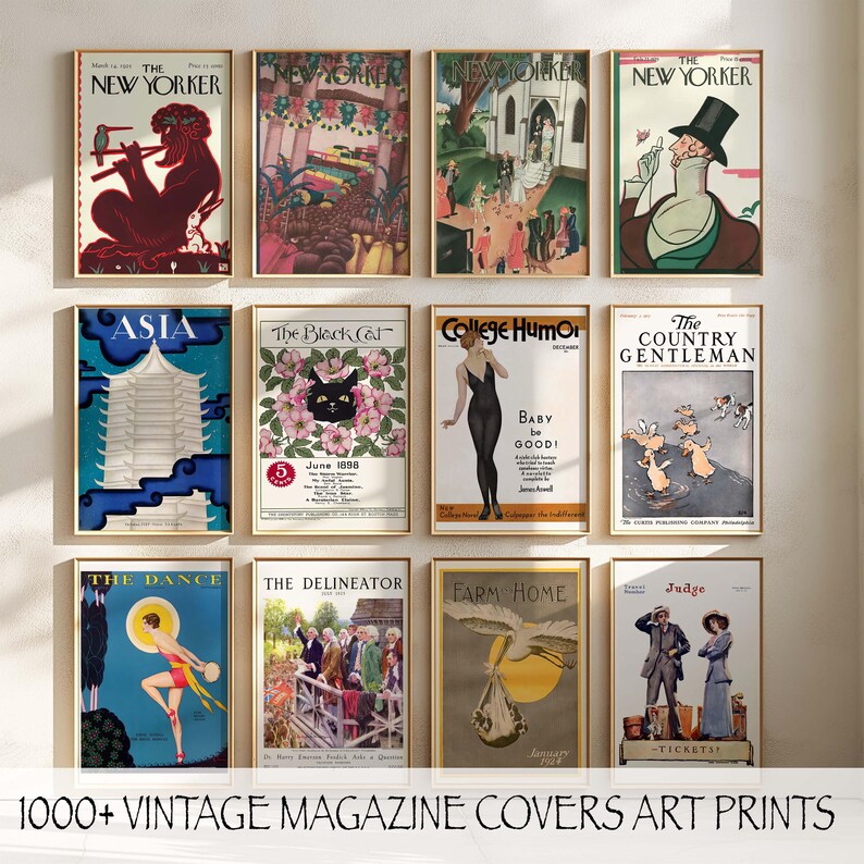 Vintage Magazine Covers Retro Printable Wall Art Fashion Pop Culture ...
