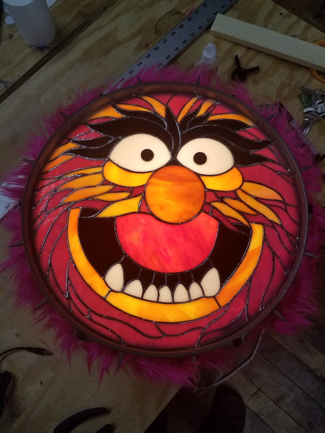 Stained Glass Animal Muppet Drum Light - Etsy