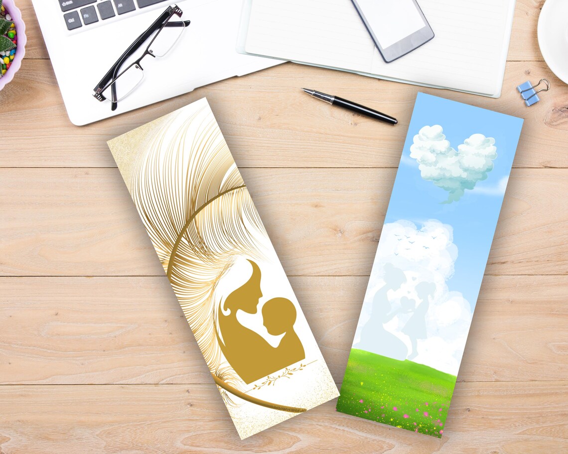 Printable Bookmarks for Women | Mom and Child Silhouette Art | Digital ...