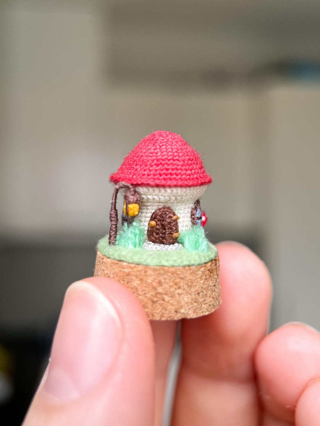 Micro Crochet Tiny Mushroom House Miniature - Etsy
