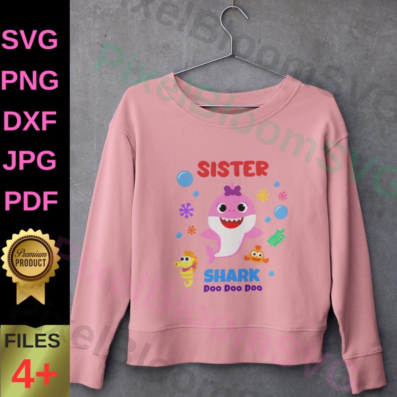Sister Shark SVG PNG | Baby Shark Family Shirt Design | Doo Doo Doo ...