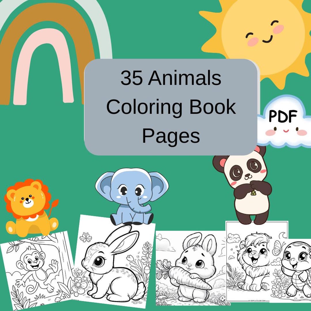 Animal Coloring Book for Kids | 35 Pages PDF + JPG | Preschool ...