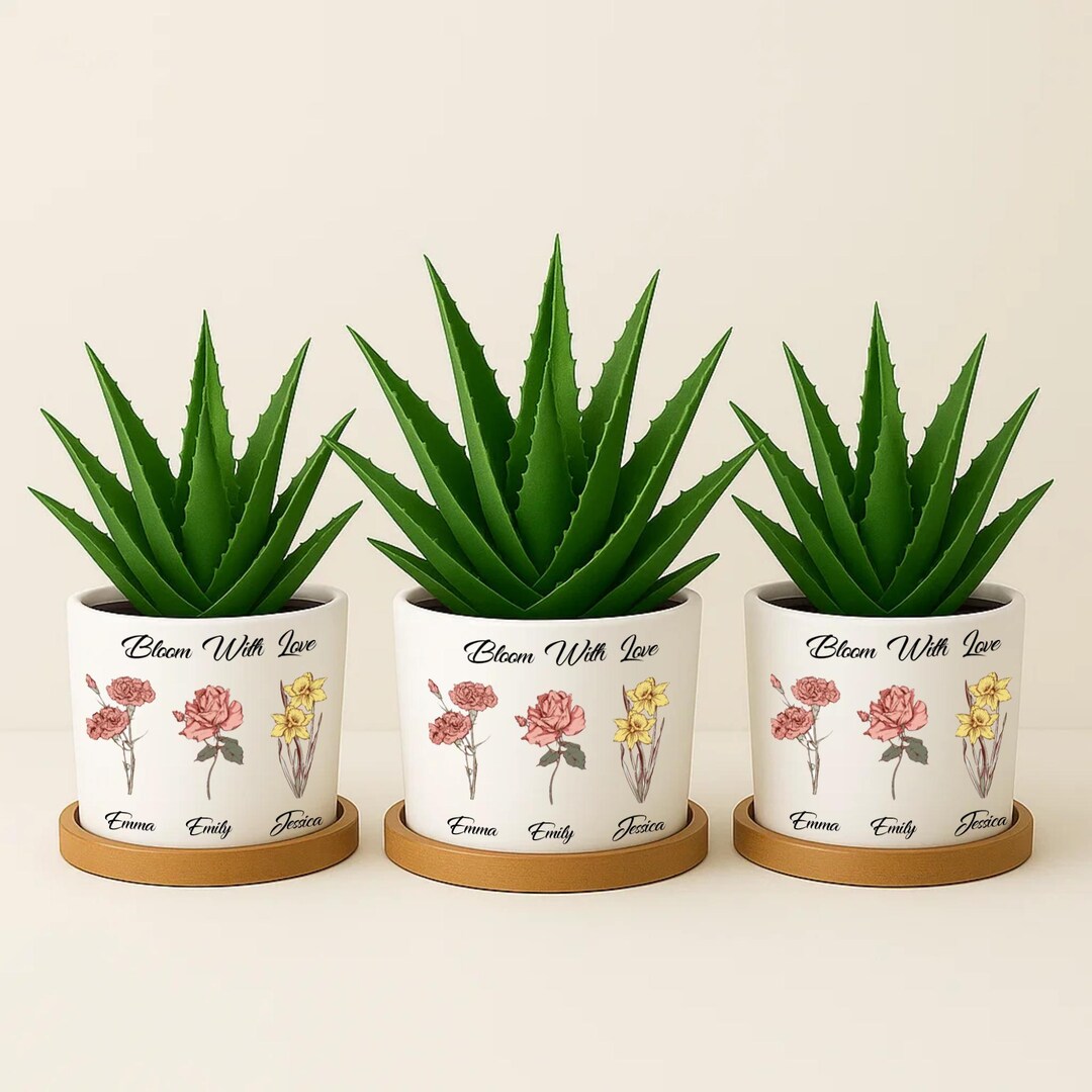 Custom Multiple Birthday Planters, Personalized Family Name Mini ...