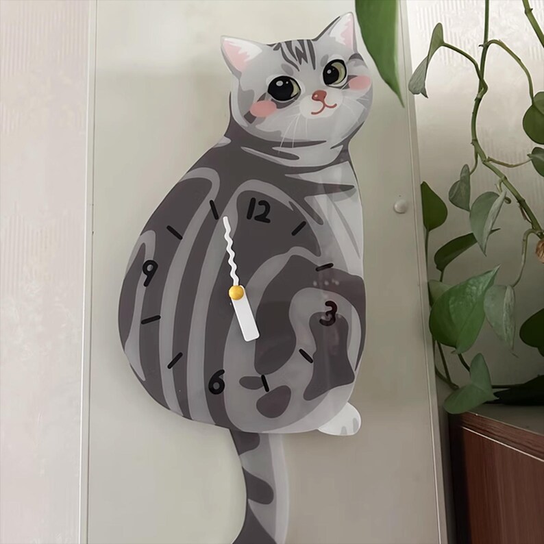 Custom Cat Pendulum Wall Clock/creative Cat Wall Clock/children's Room ...