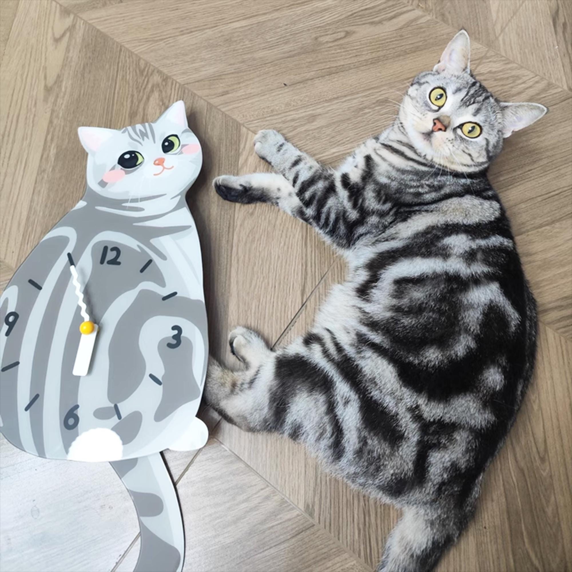 Custom Cat Pendulum Wall Clock/creative Cat Wall Clock/children's Room ...