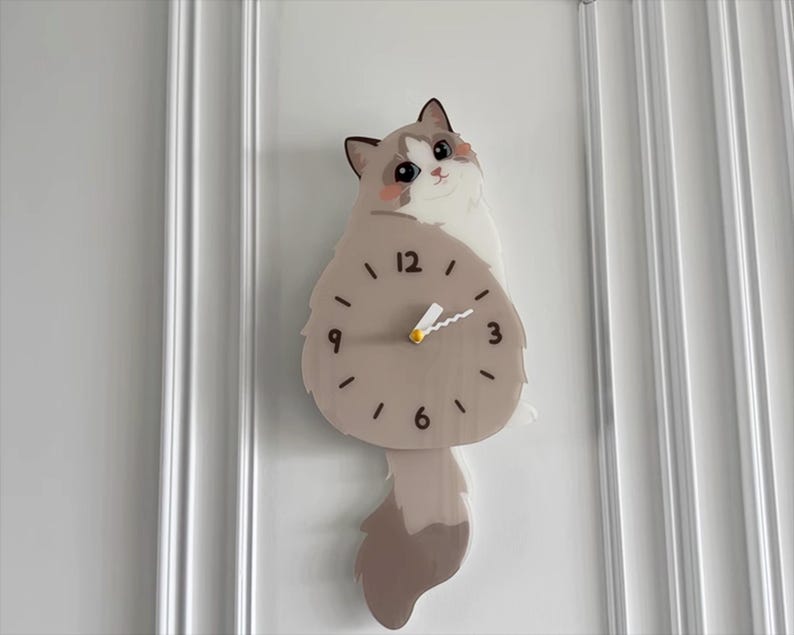 Personalized Muppet Cat Wall Clock, Cute Cartoon Pet Clock, Acrylic ...