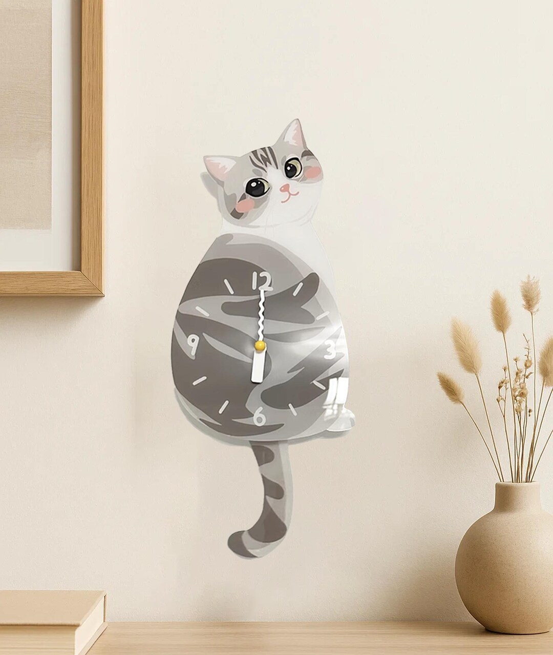 Custom Cat Pendulum Wall Clock/creative Cat Wall Clock/children's Room ...