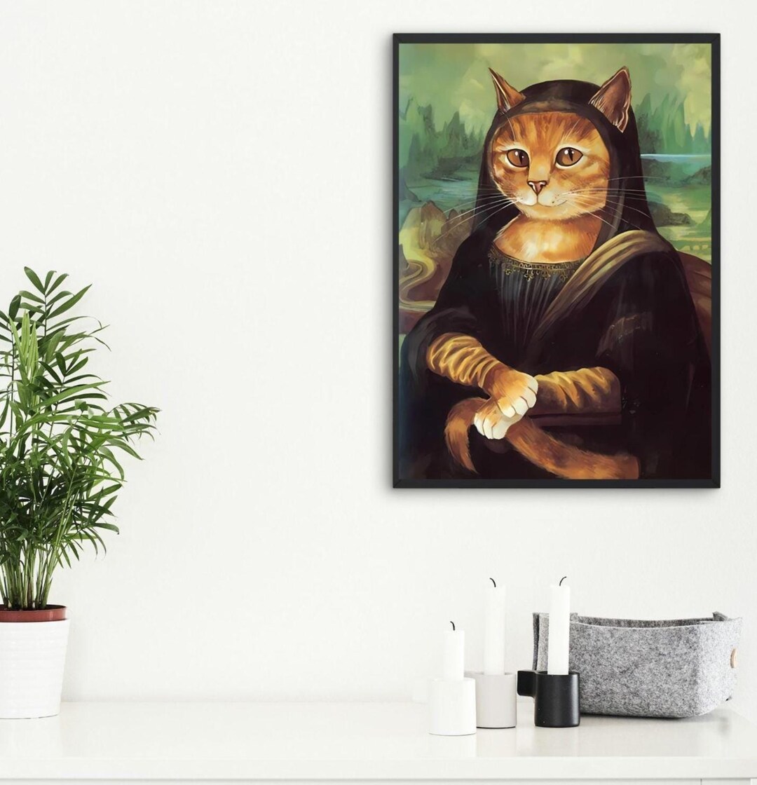 Monacat, Mona Lisa, Cat, Da Vinci, Wall Art, Digital Wall Art ...