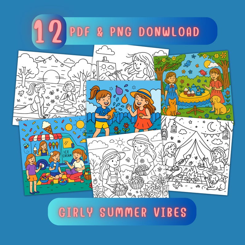 Girly Summer Vibes Coloring Book for Adults and Teens – Relaxing and ...