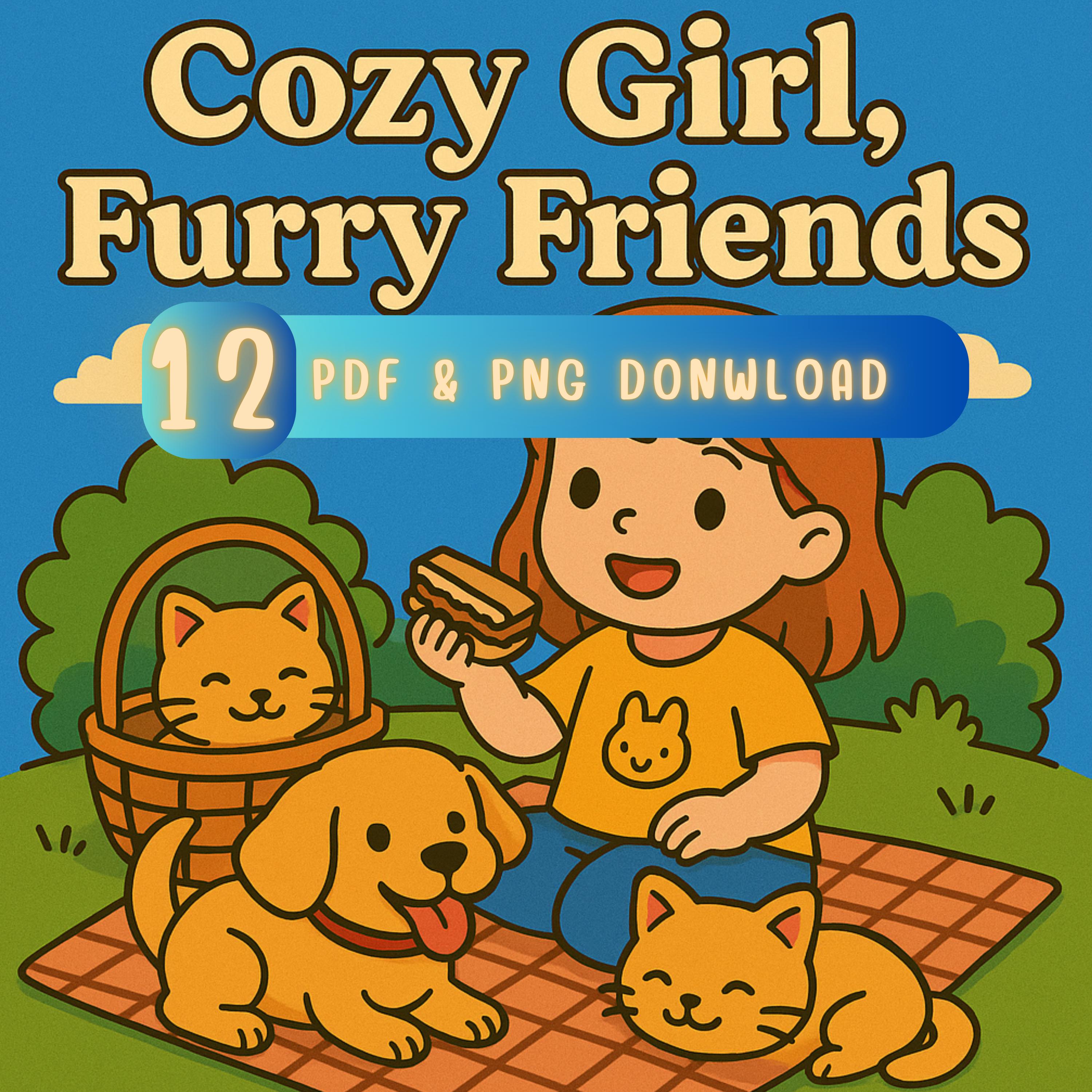 Cozy Girl Furry Friends Coloring Book – Wholesome and Relaxing Pages ...