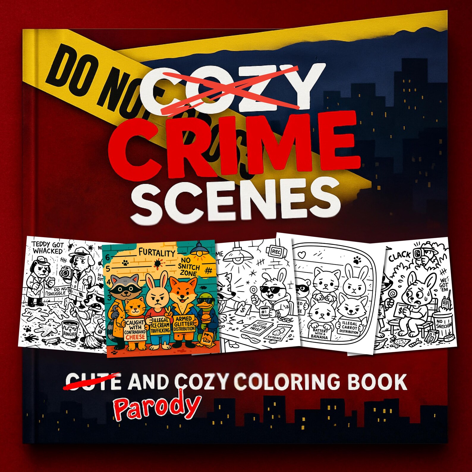 Cozy Crime Scenes Coloring Pages, A Relaxing and Darkly Cute Coloring ...