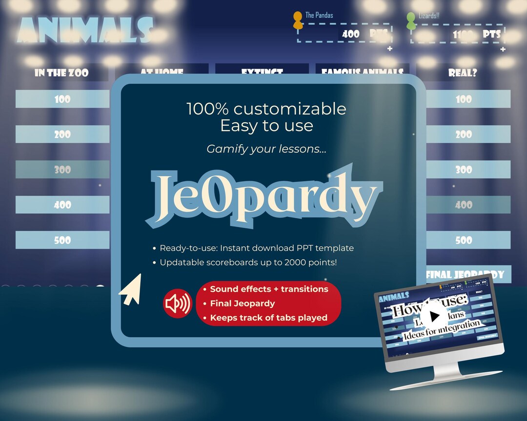 Je0pardy Template + Animations + Sound Effects + Updatable Scoreboard ...
