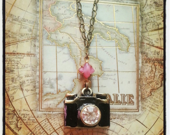 Vintage Inspired Camera Necklace With Heart Link Chain - Etsy