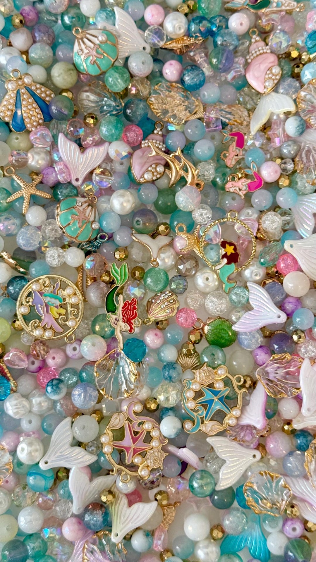 Mermaid Bead Charm Mix, Bead Confetti, Assorted Ocean Inspired Charms ...