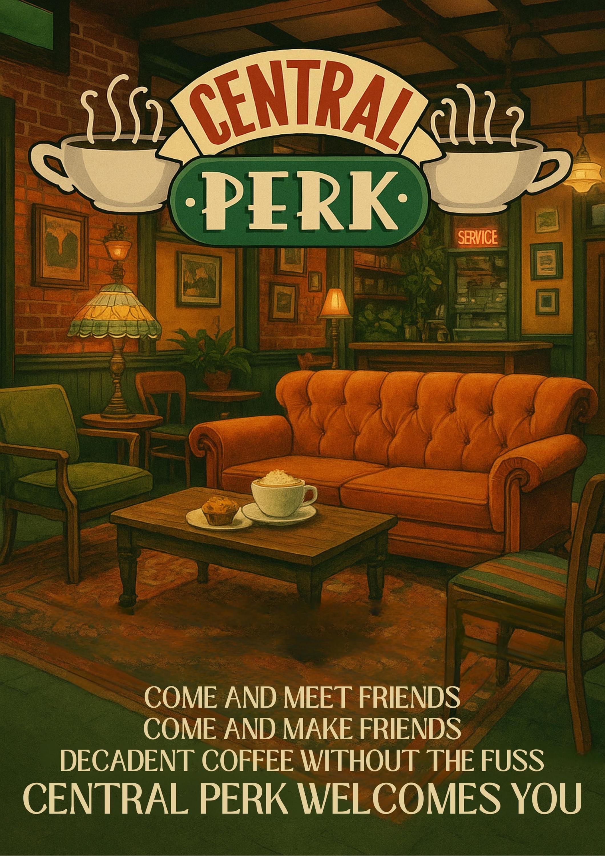 Central Perk Poster – Friends Inspired Retro Coffee Shop Print (digital ...